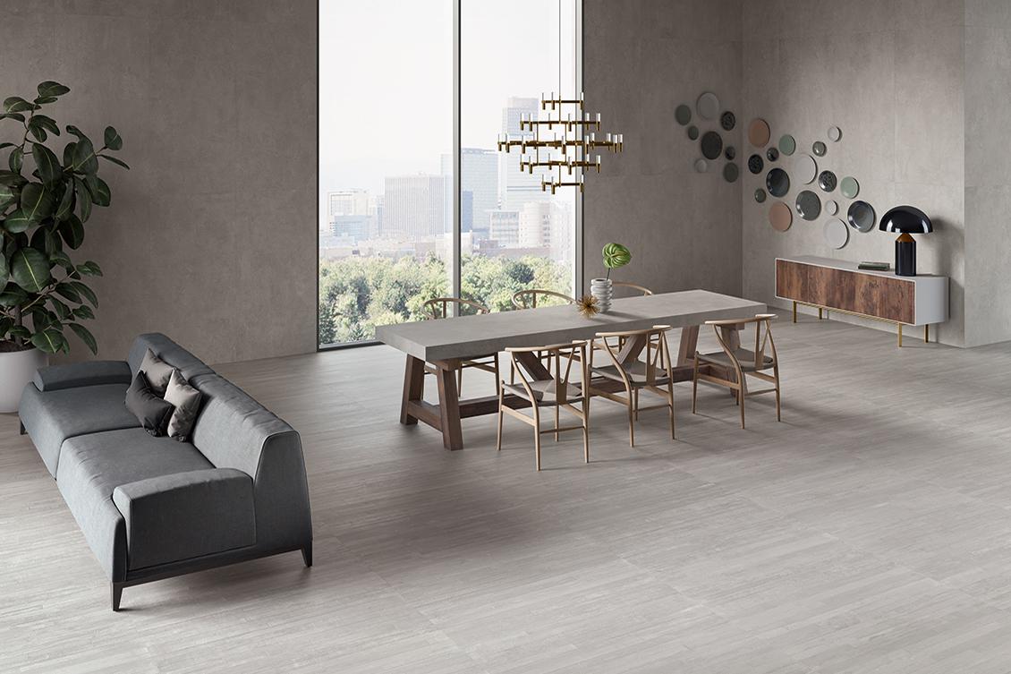 Minimal, elegant style: grey porcelain stoneware