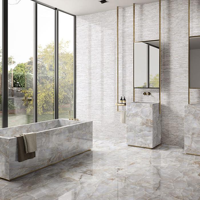 Marble-effect tiles: discover the charm of large sizes