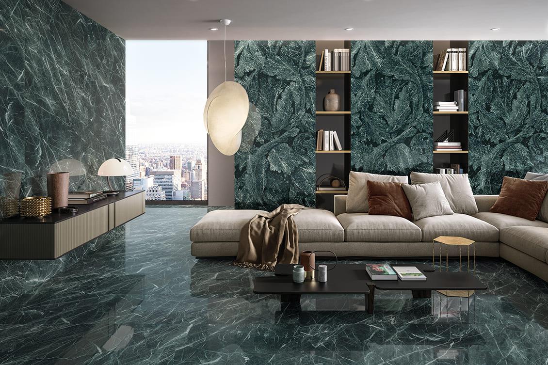 Marble-effect tiles: discover the charm of large sizes